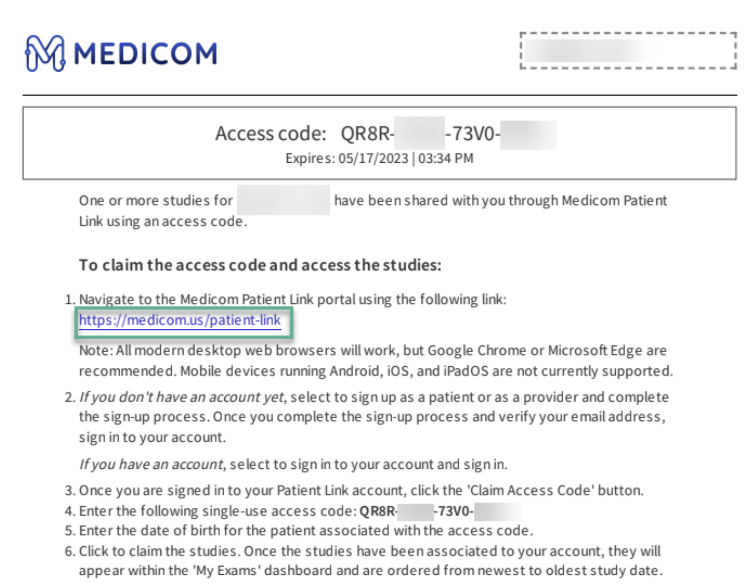 I received a Patient Link code. Now what?