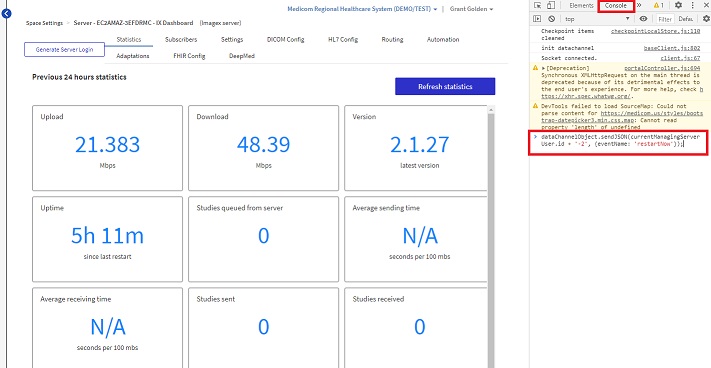 Restarting ImageX from Web App