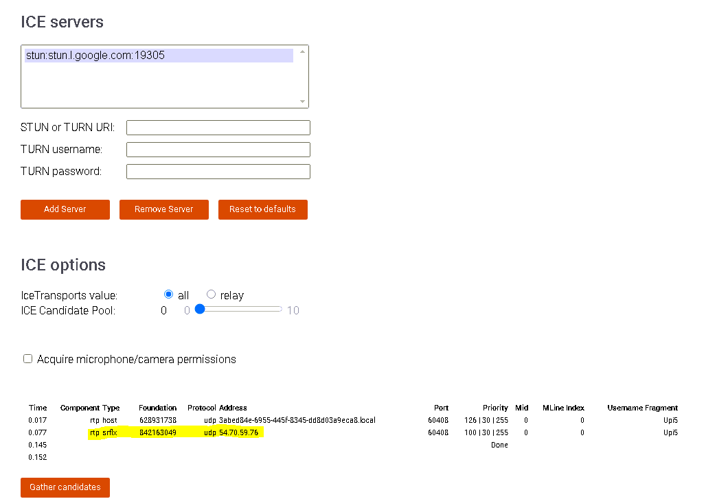 Utilizing Trickle ICE Tool to test STUN Connectivity